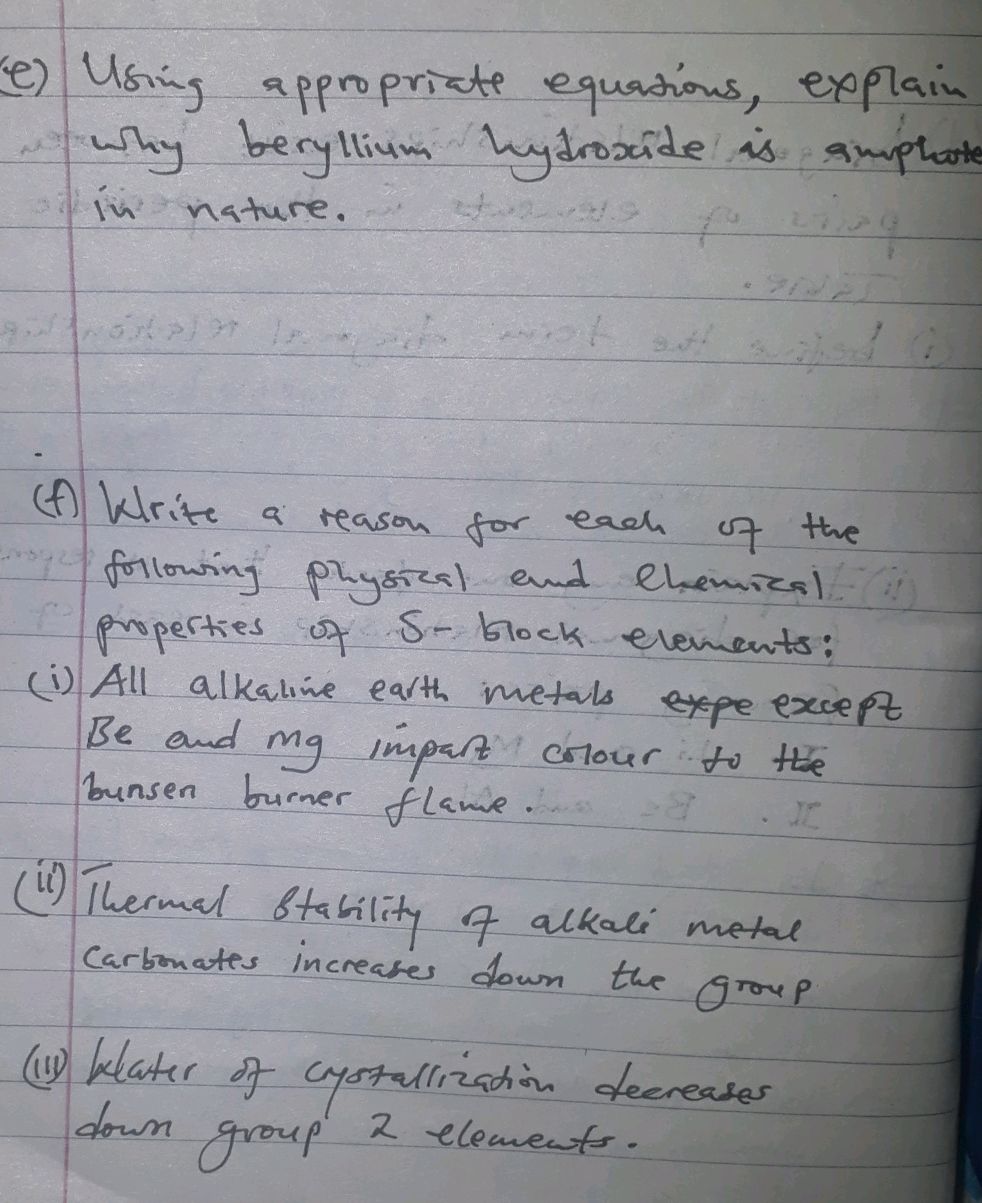 (e) Using appropriate equations, explain why | StudyX