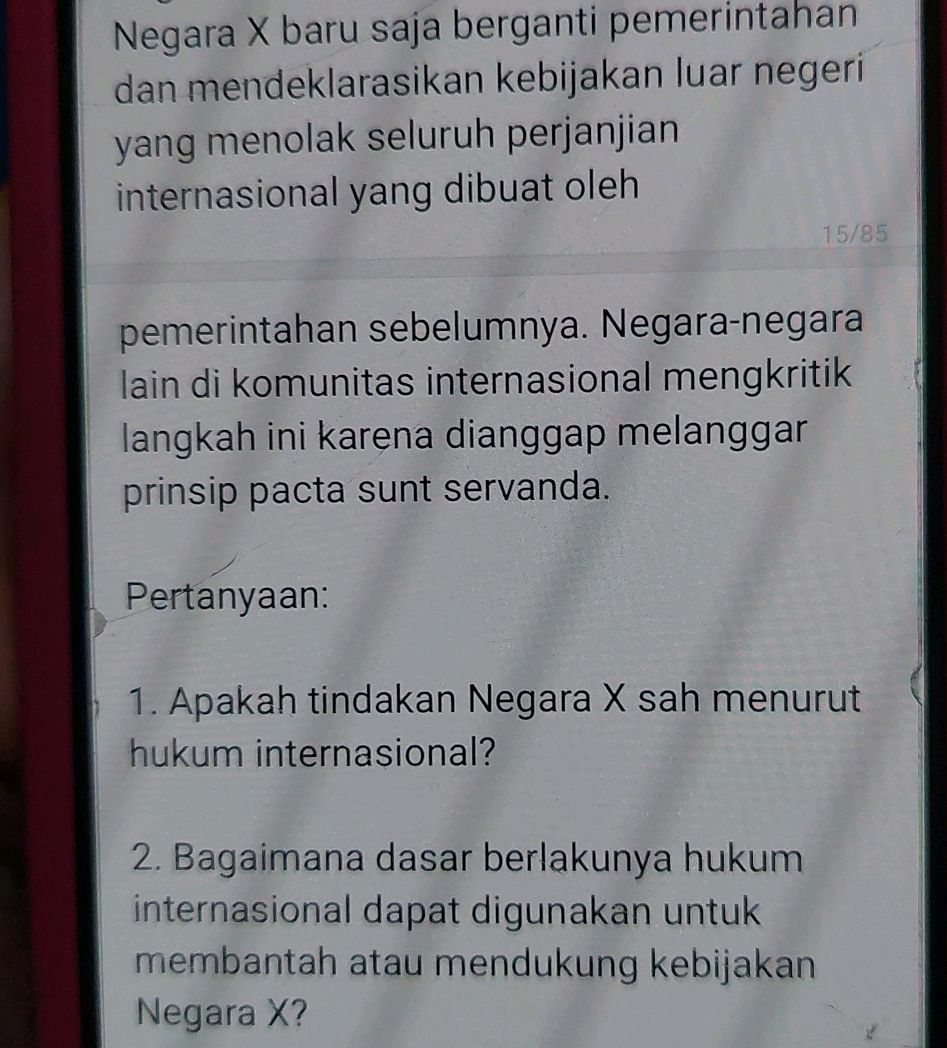 Apakah tindakan Negara X sah menurut hukum