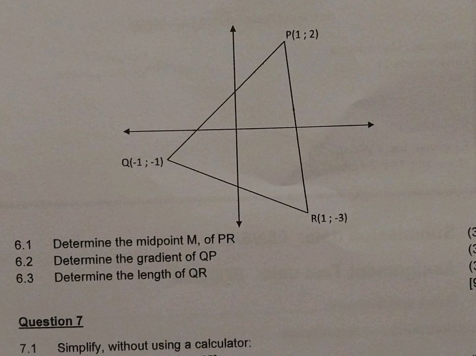 6.1 Determine the midpoint M, of PR 6.2 | StudyX