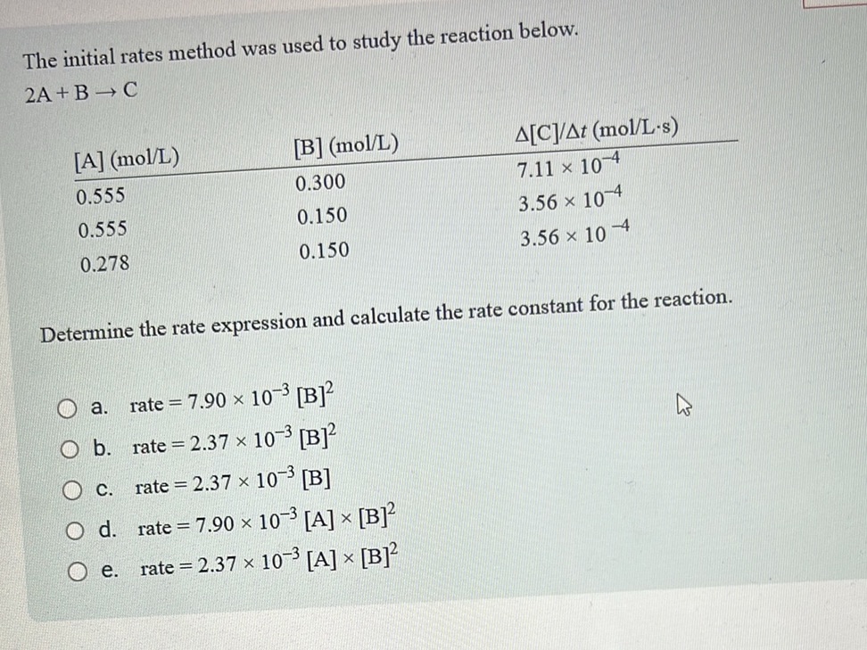 The initial rates method was used to study | StudyX