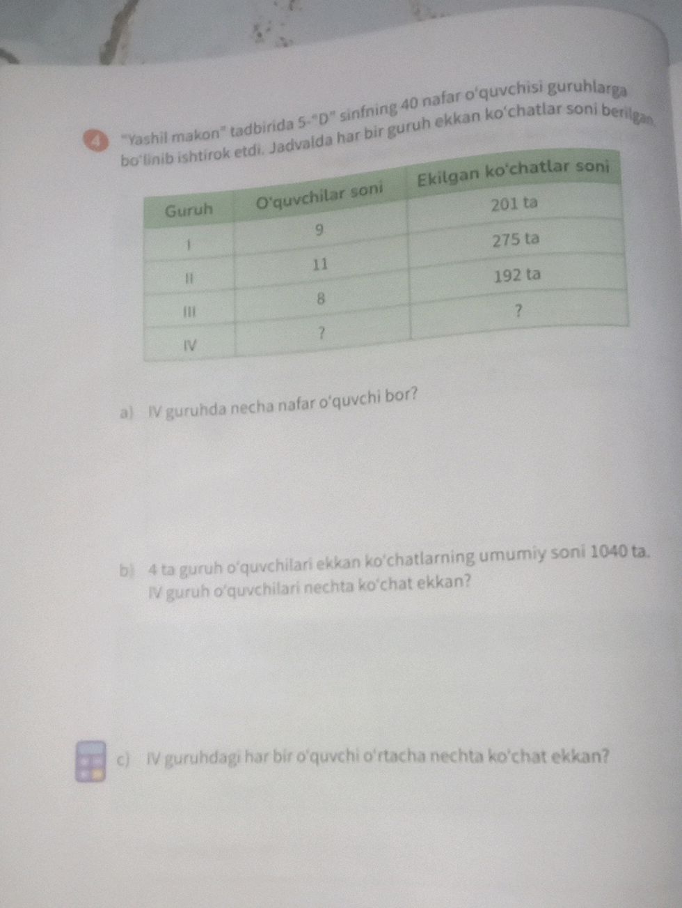 The following table shows the number of | StudyX