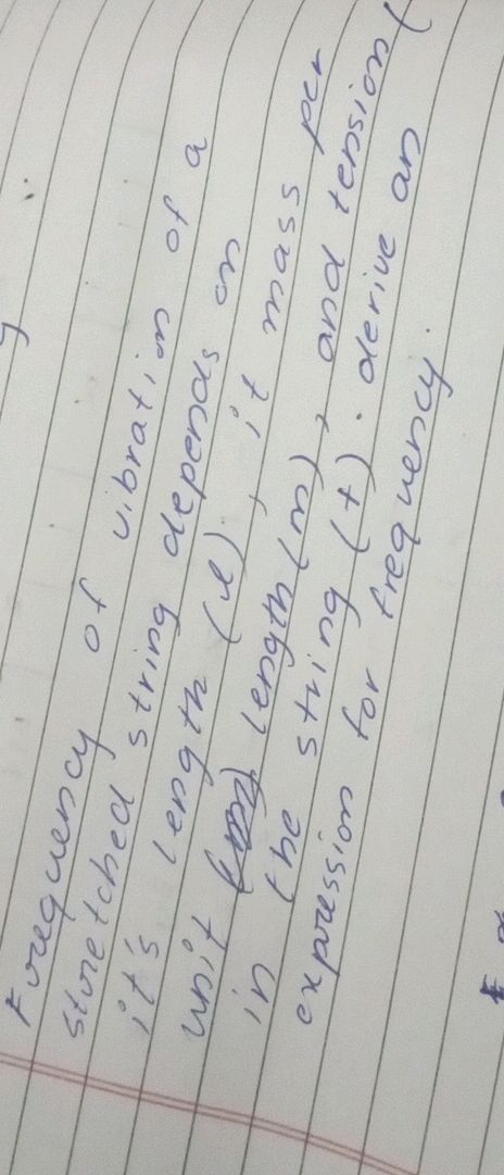 Frequency of vibration of a stretched string | StudyX