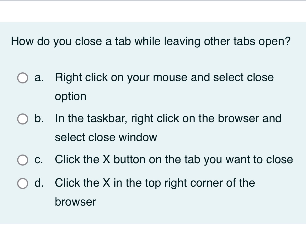 How do you close a tab while leaving other | StudyX