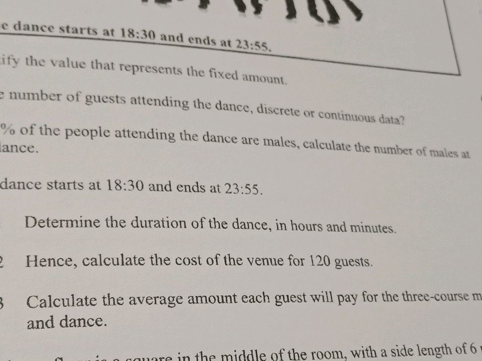 Determine the duration of the dance, in | StudyX