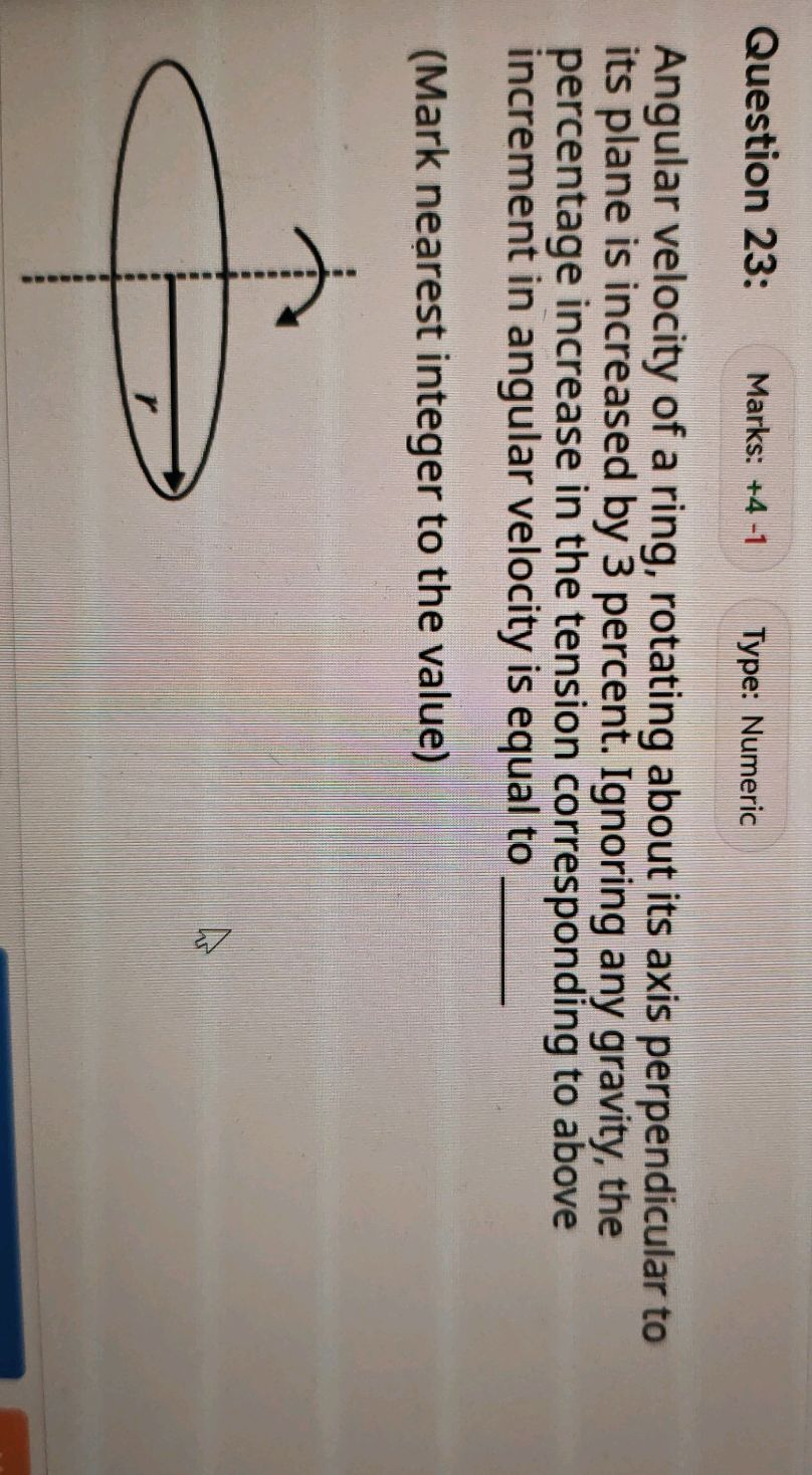 Question 23: Angular velocity of a ring, | StudyX