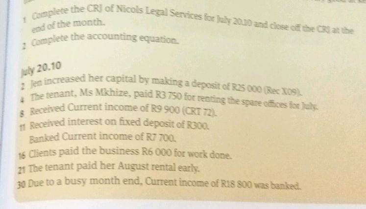1 Complete the CRJ of Nicols Legal Services | StudyX
