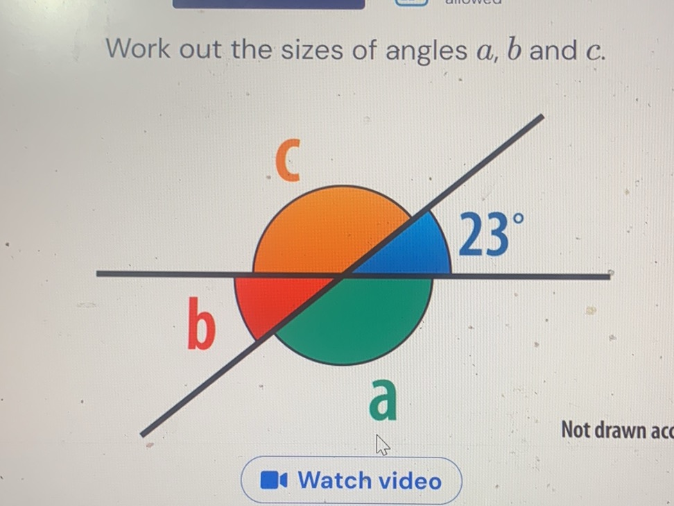 Work out the sizes of angles a, b and c. | StudyX