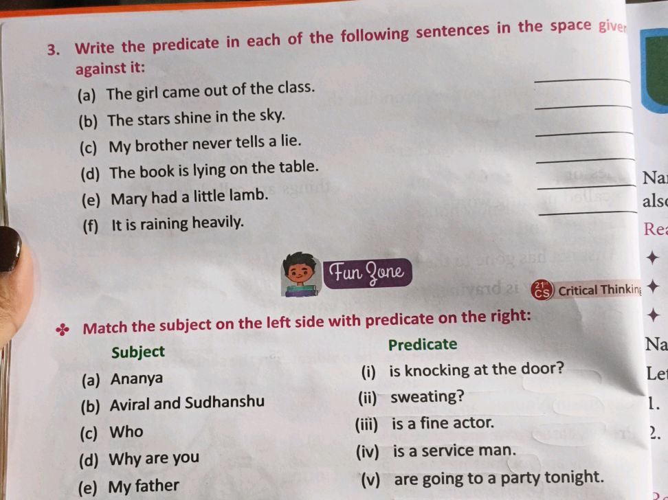 3. Write the predicate in each of the | StudyX