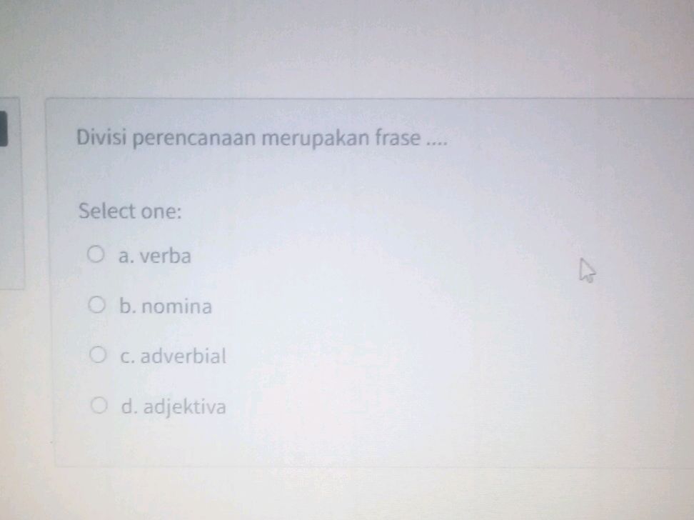 Divisi perencanaan merupakan frase .... | StudyX