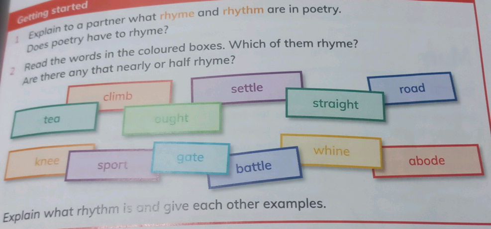 1. Explain to a partner what rhyme and | StudyX