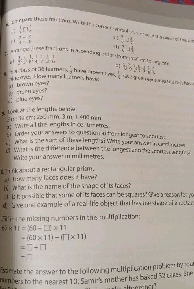 6. Compare these fractions. Write the | StudyX