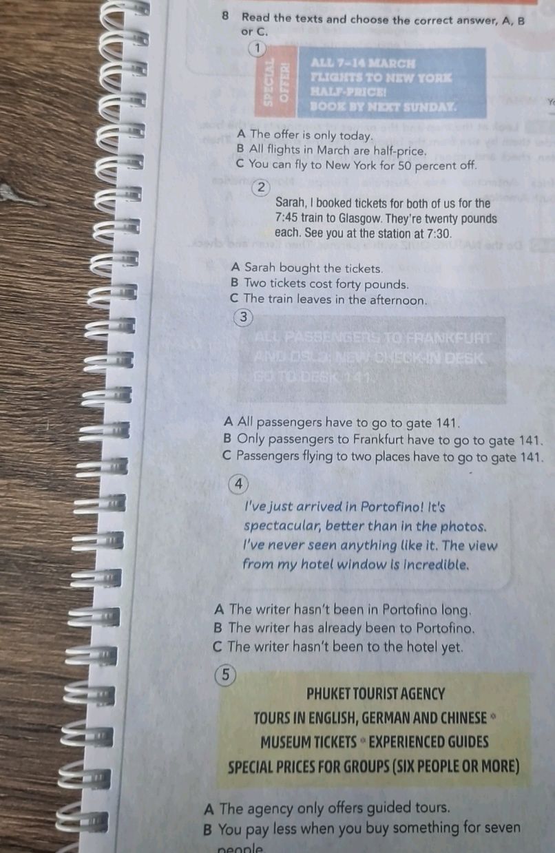 8 Read the texts and choose the correct | StudyX