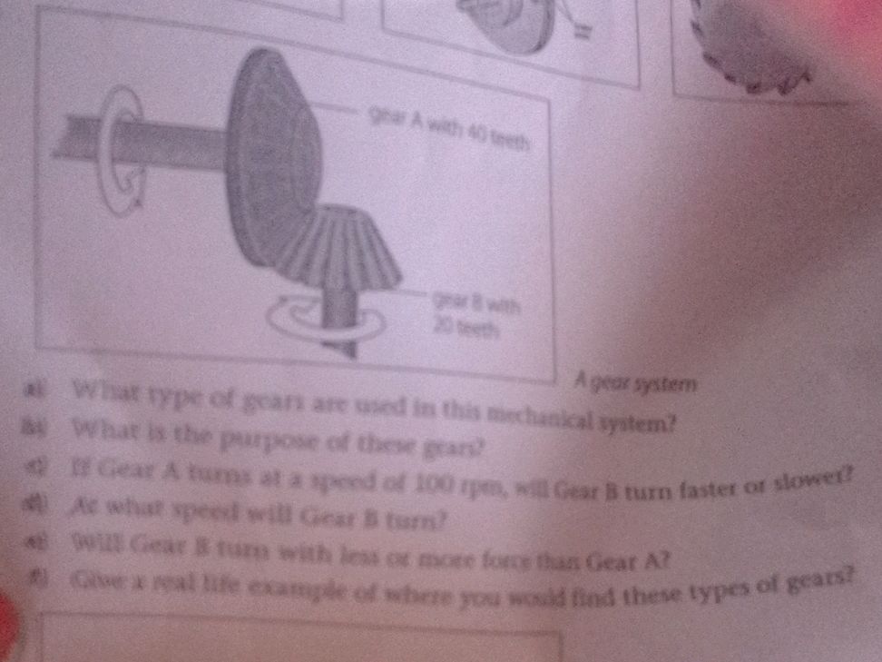a) What type of gears are used in this | StudyX
