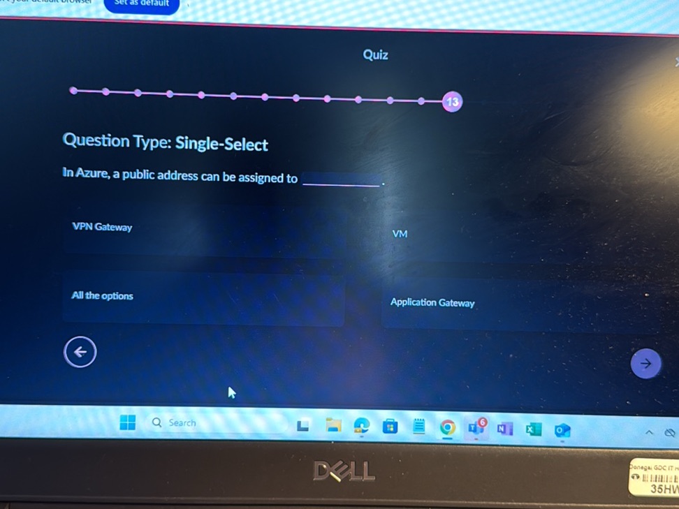 In Azure, a public address can be assigned | StudyX