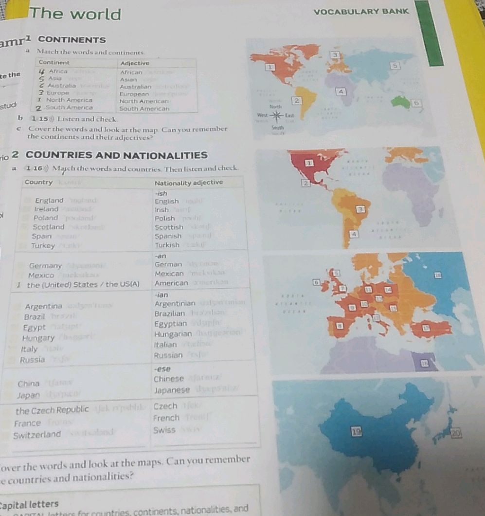 1 CONTINENTS a Match the words and | StudyX