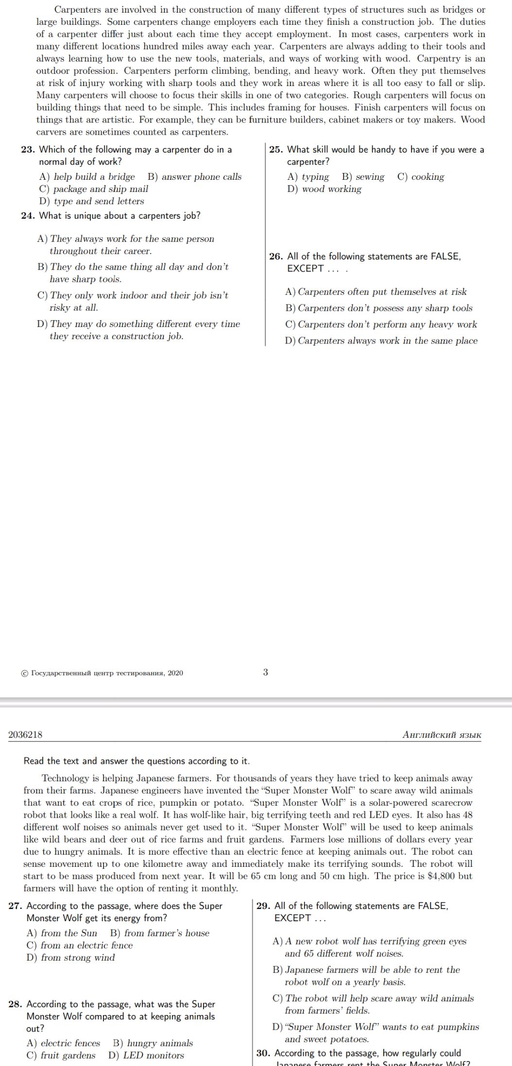 23. Which of the following may a carpenter | StudyX