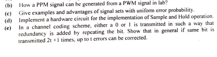 (b) How a PPM signal can be generated from a | StudyX