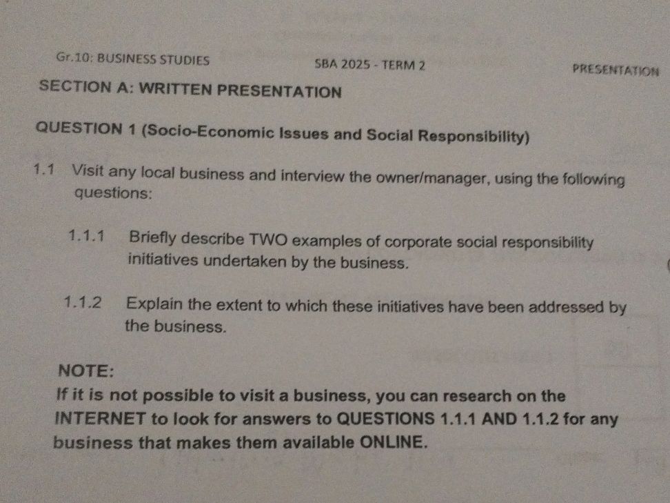 QUESTION 1 (Socio-Economic Issues and Social | StudyX