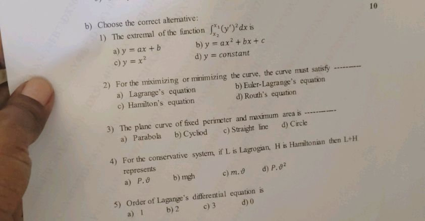 b) Choose the correct alternative: 1) The | StudyX