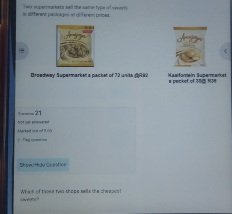 Broadway Supermarket a packet of 72 units | StudyX