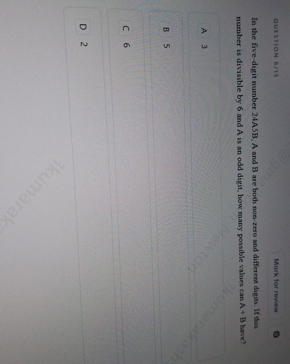In the five-digit number 24A5B, A and B are | StudyX