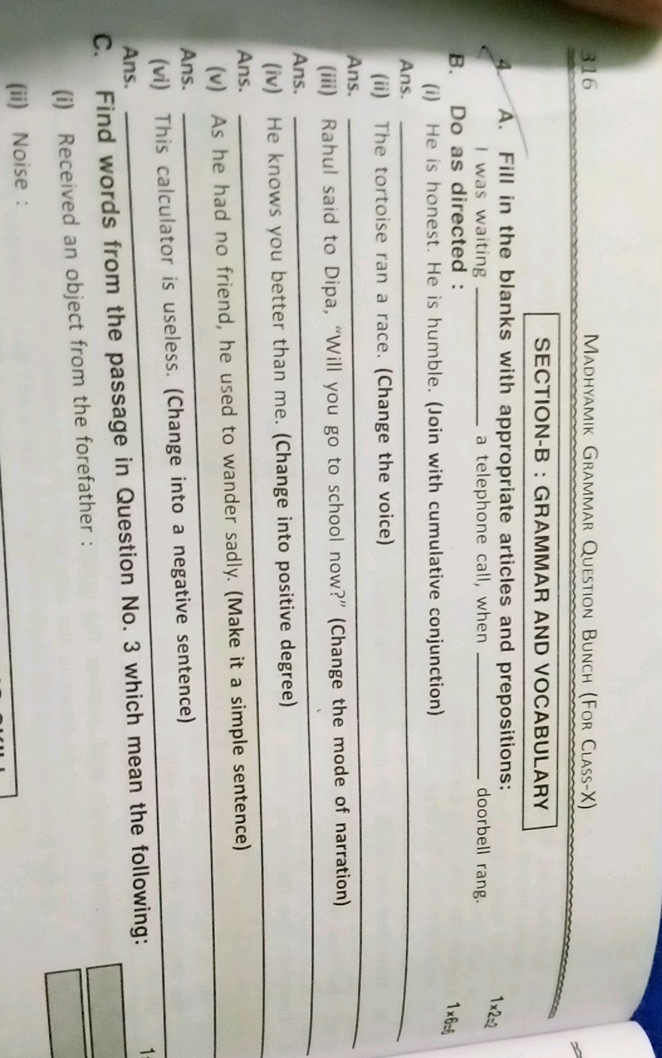 A. Fill in the blanks with appropriate | StudyX
