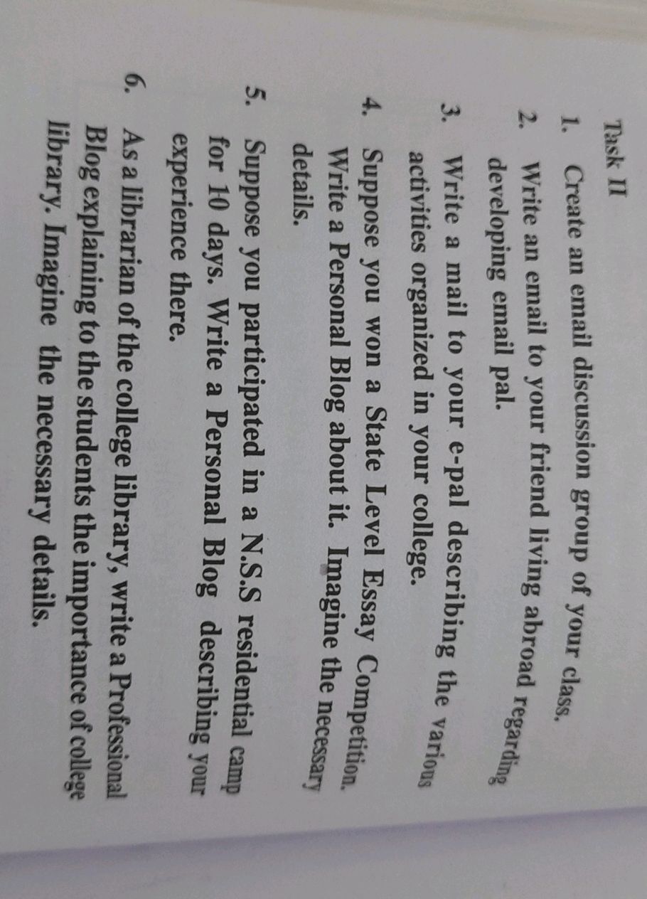 Task II 1. Create an email discussion group | StudyX