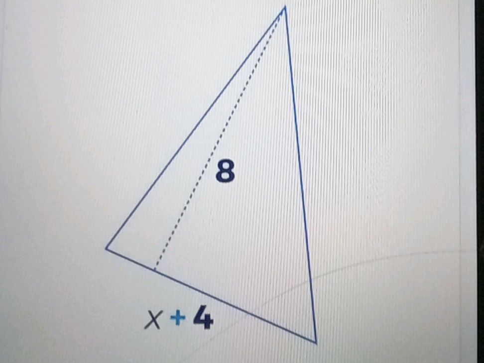 The image shows a triangle with a dashed | StudyX