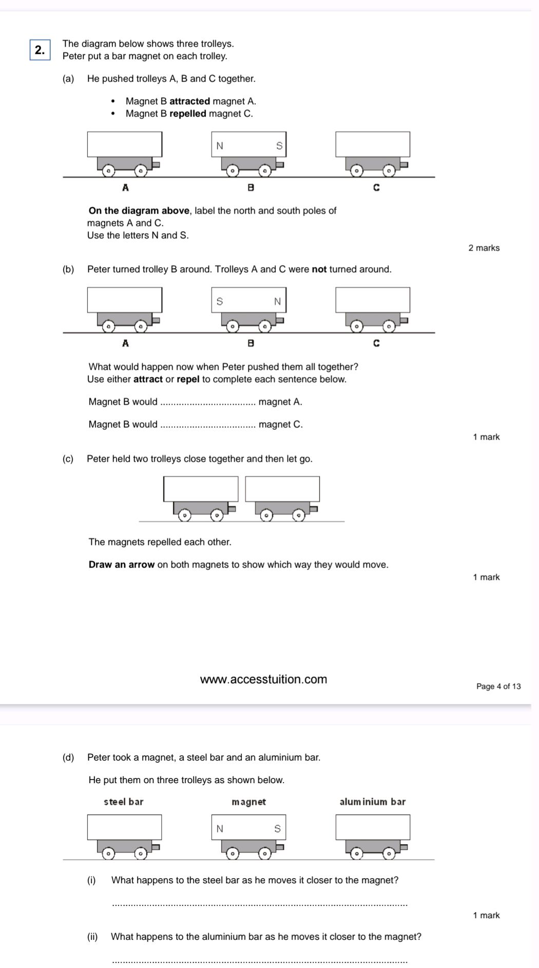 2. The diagram below shows three trolleys. | StudyX
