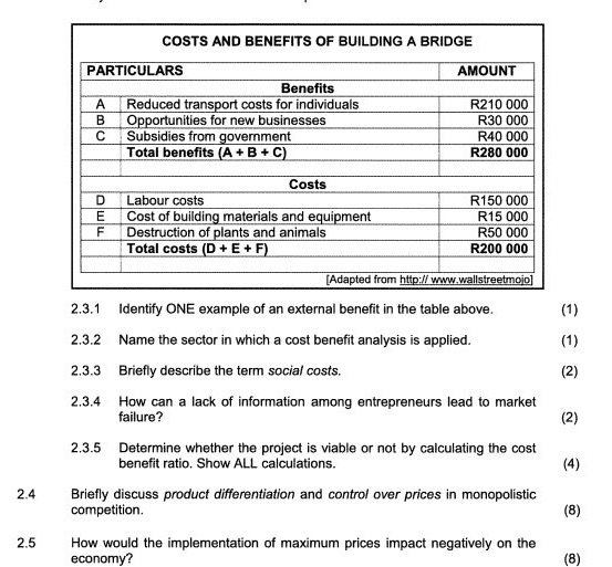 COSTS AND BENEFITS OF BUILDING A BRIDGE | | StudyX