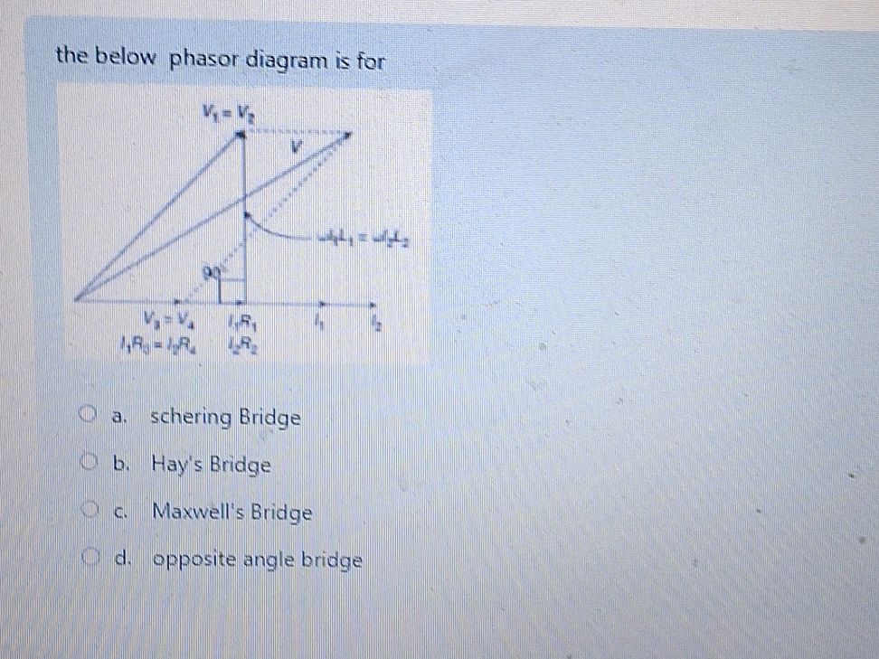 the below phasor diagram is for a. schering | StudyX