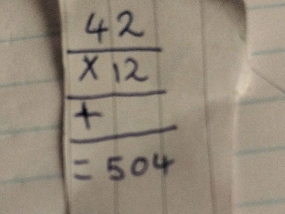 Multiplication problem: 42 times 12 | StudyX