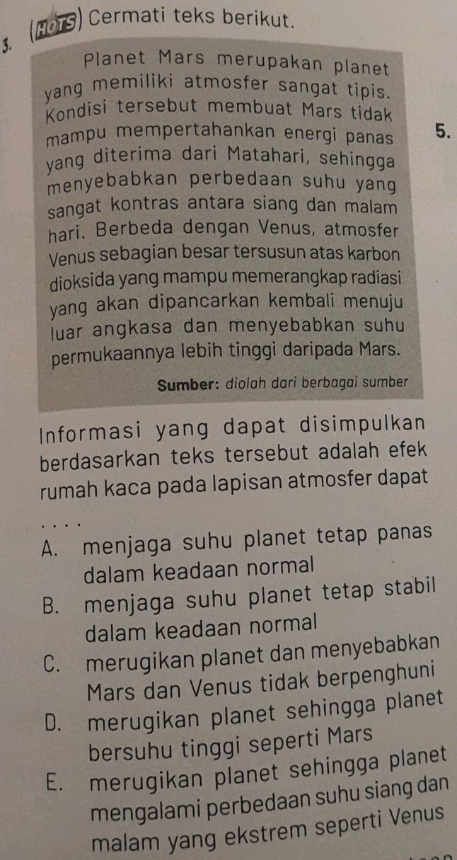 Cermati teks berikut. Planet Mars merupakan | StudyX