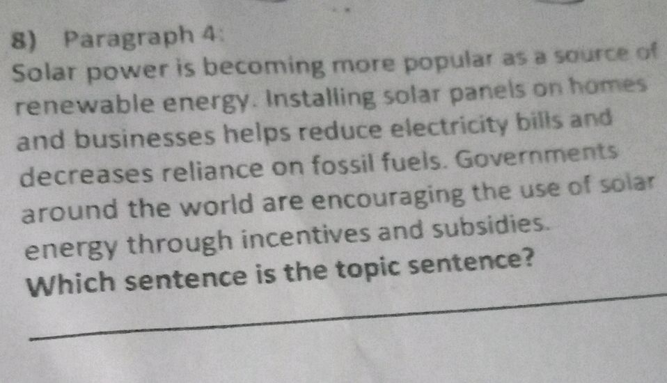 8) Paragraph 4: Solar power is becoming more | StudyX