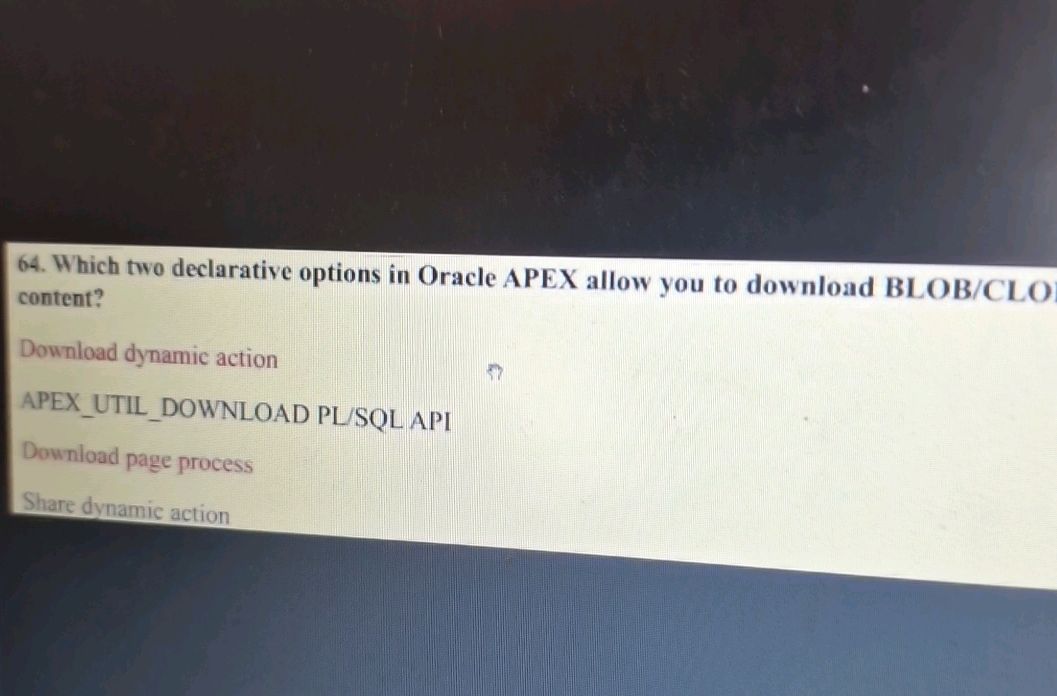 64. Which two declarative options in Oracle | StudyX