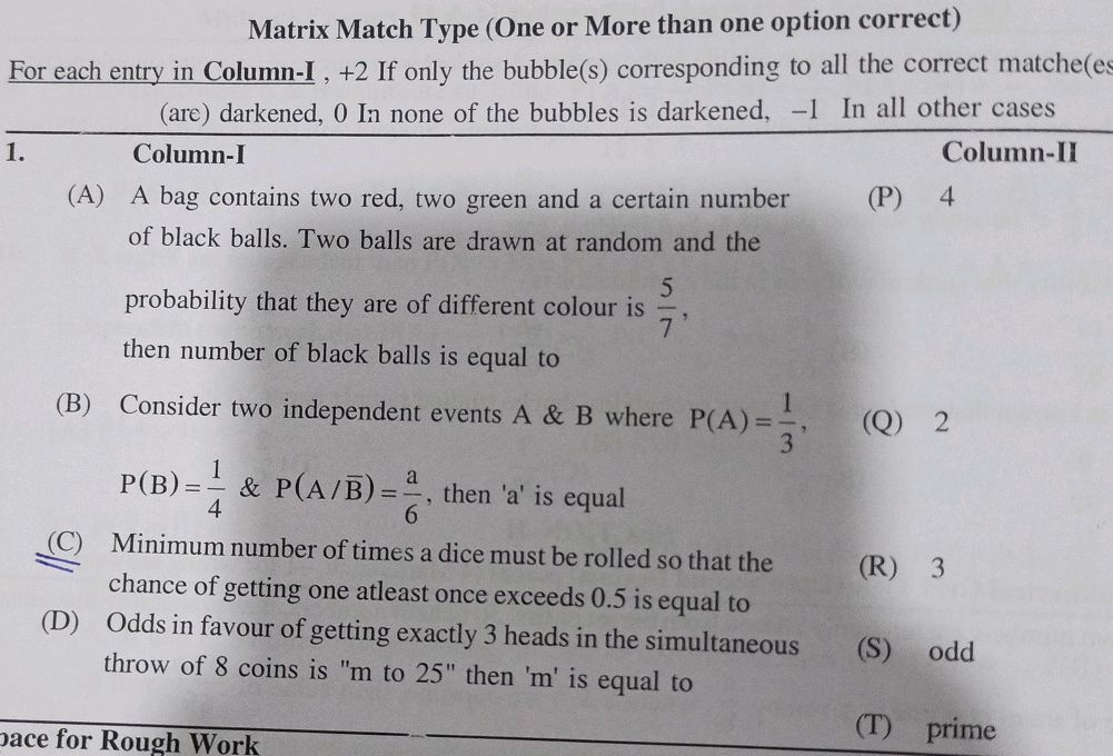 Matrix Match Type (One or More than one | StudyX