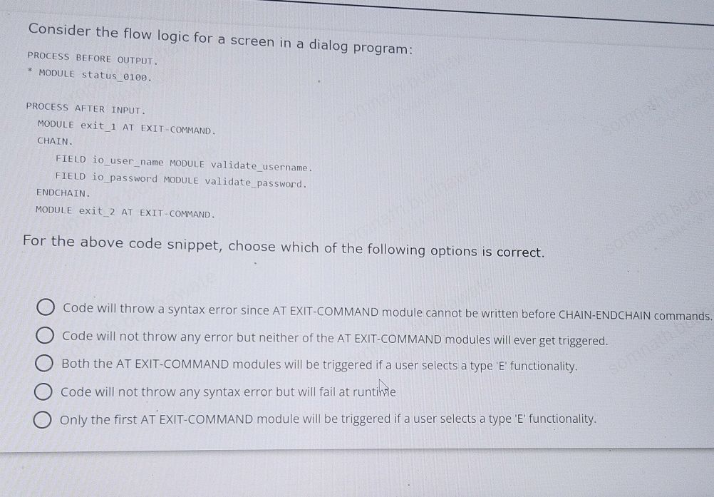 Consider the flow logic for a screen in a | StudyX