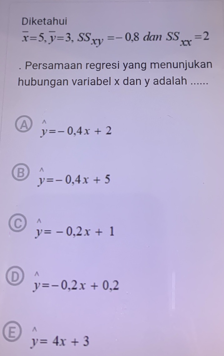 Diketahui $ {x} = 5, {y} = 3, SS_{xy} = | StudyX