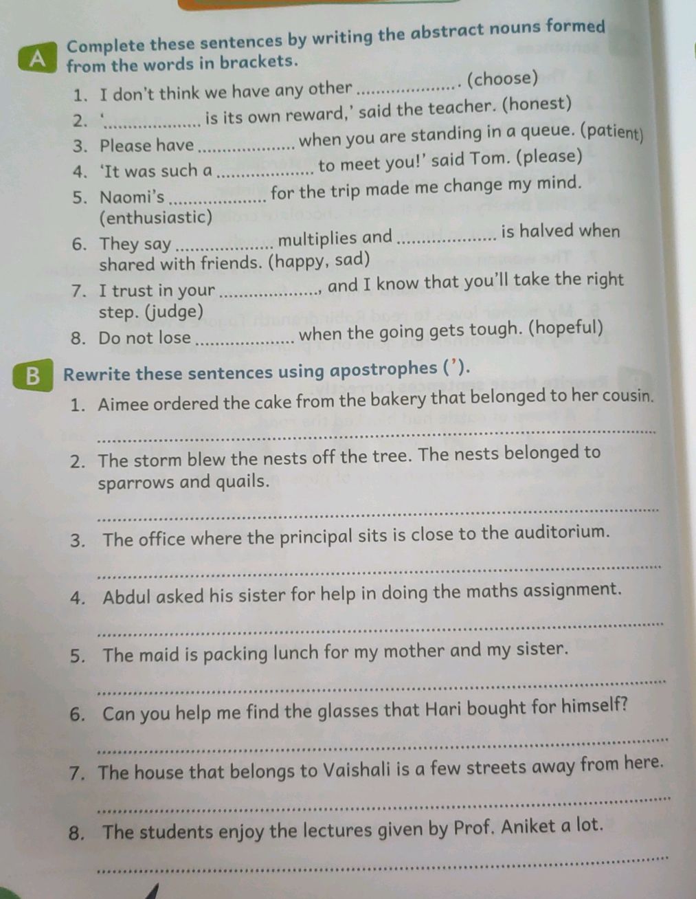 A Complete these sentences by writing the | StudyX