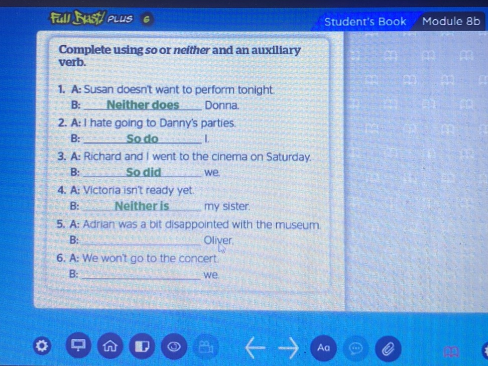 Complete using *so* or *neither* and an | StudyX