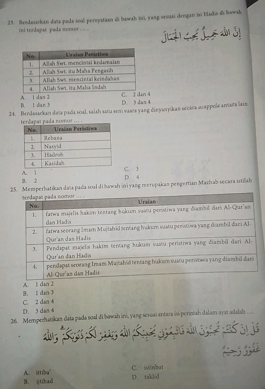 23. Berdasarkan data pada soal pernyataan di | StudyX