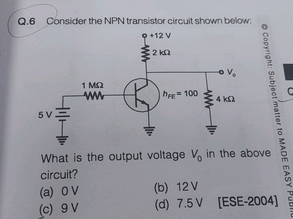 Consider the NPN transistor circuit shown | StudyX
