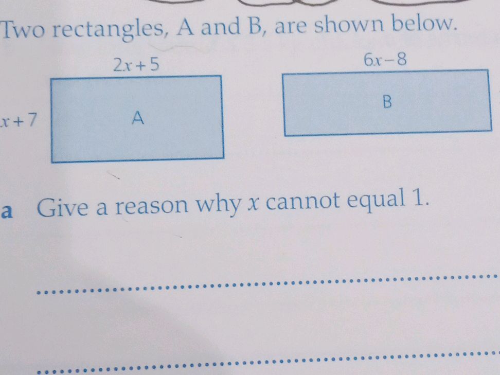 Two rectangles, A and B, are shown below. | StudyX