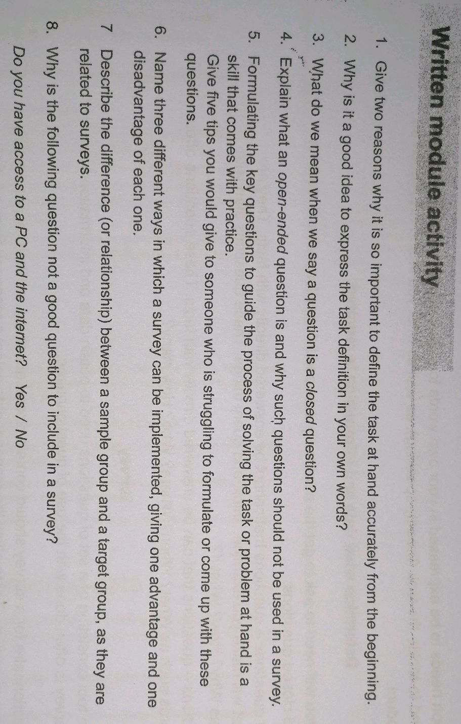 1. Give two reasons why it is so important | StudyX