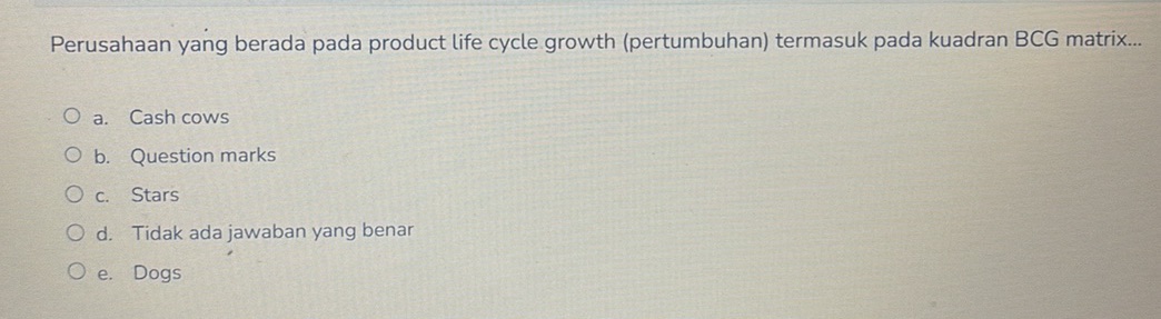 Perusahaan yang berada pada product life | StudyX