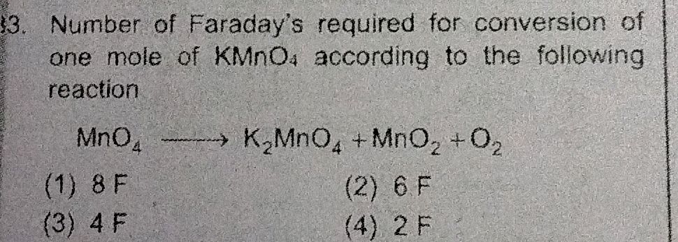 Number of Faraday's required for conversion