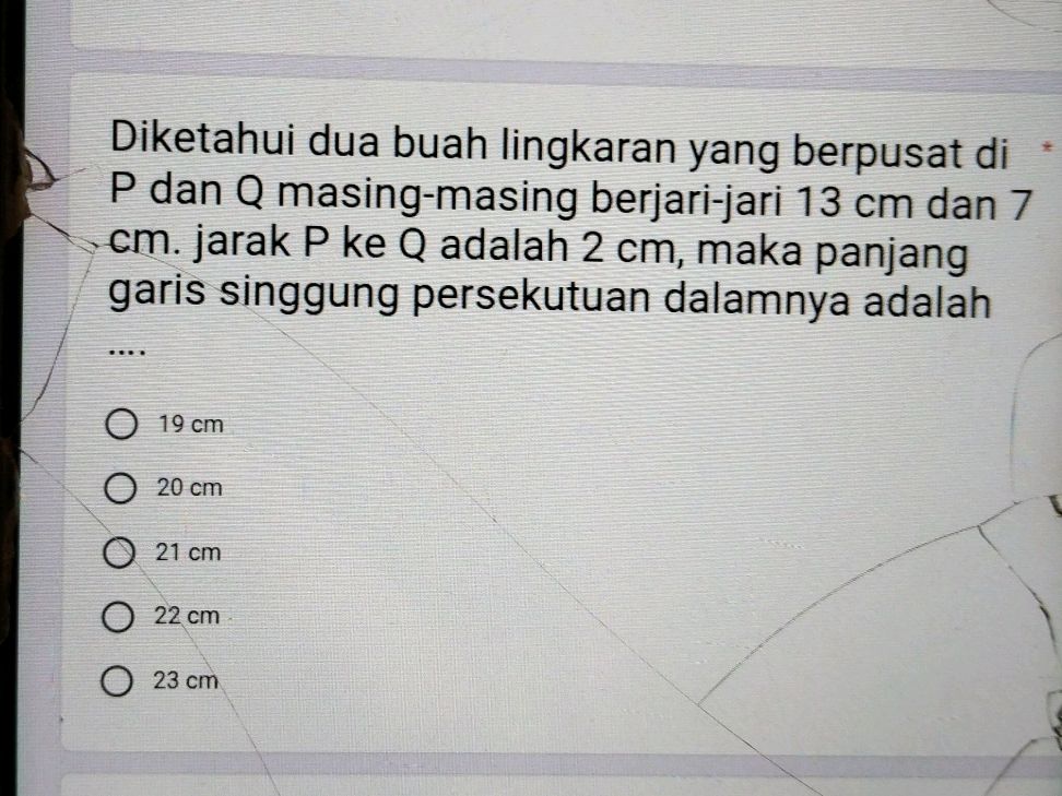 Diketahui dua buah lingkaran yang berpusat | StudyX