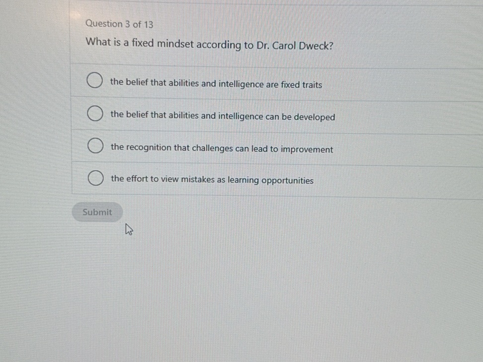 What is a fixed mindset according to Dr. | StudyX