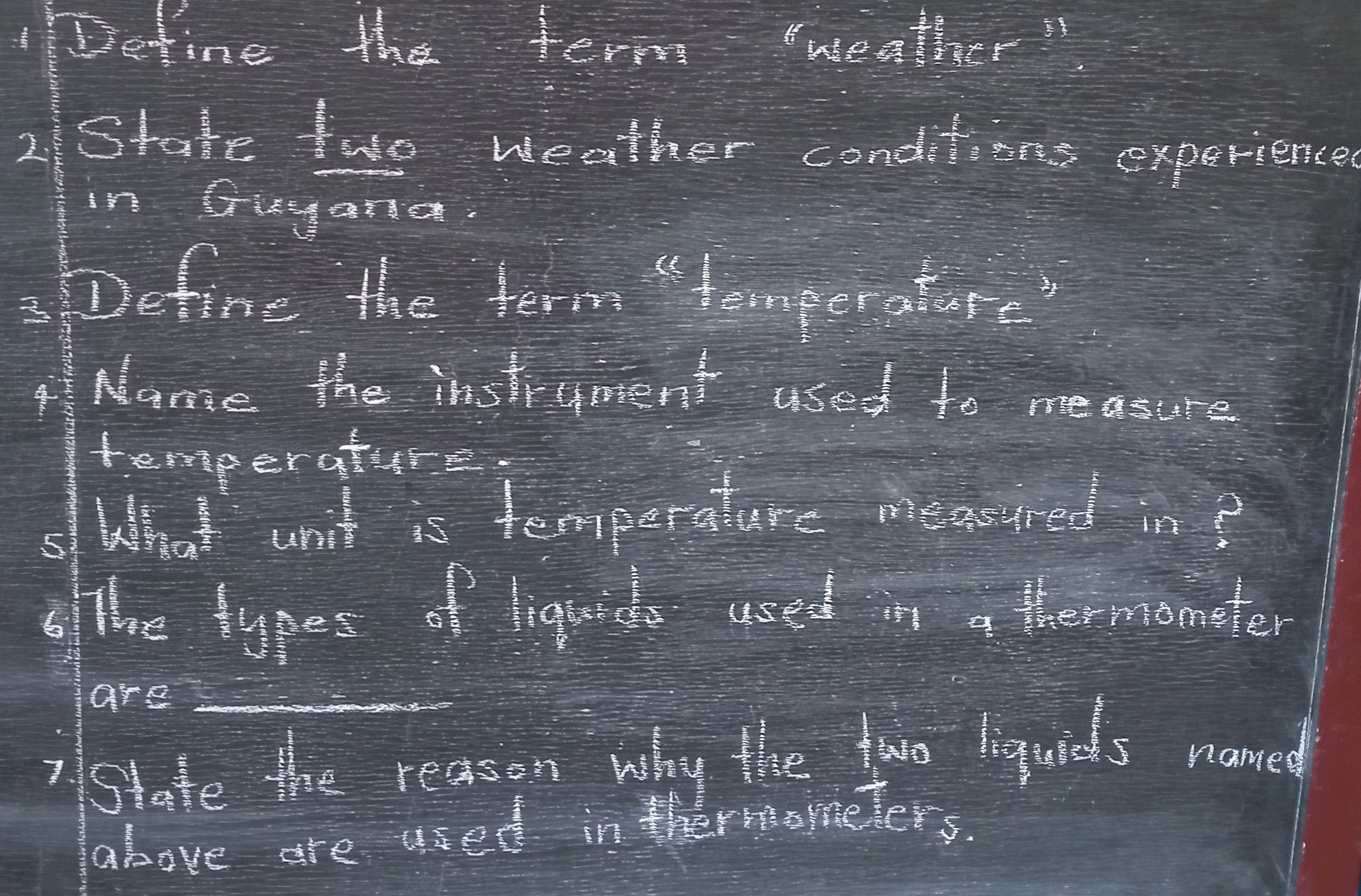 1. Define the term "weather" 2. State two | StudyX