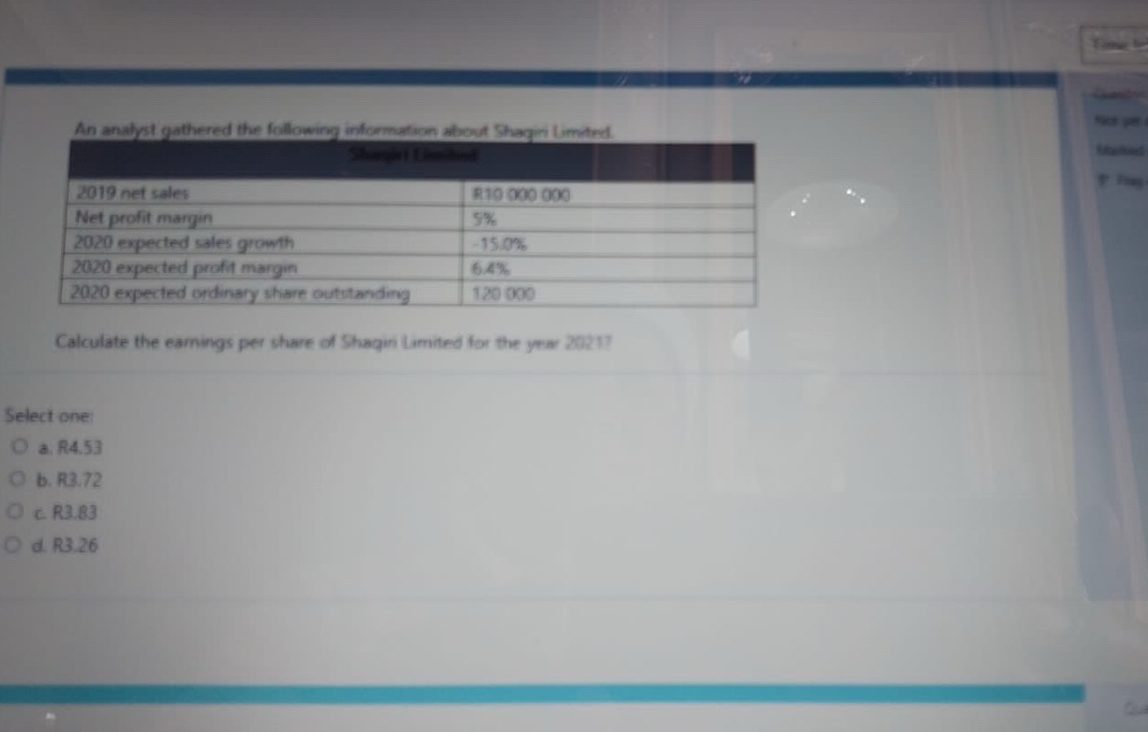 An analyst gathered the following | StudyX